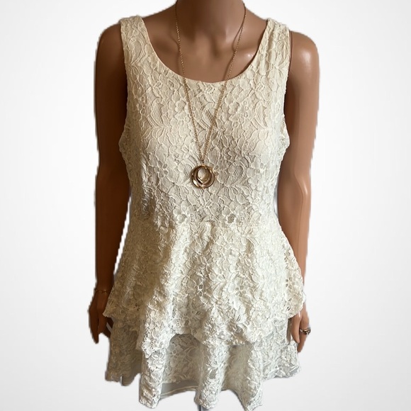 Pinky | Dresses | Pinkys Cream Sleeveless Fit And Flare Mini Dress ...